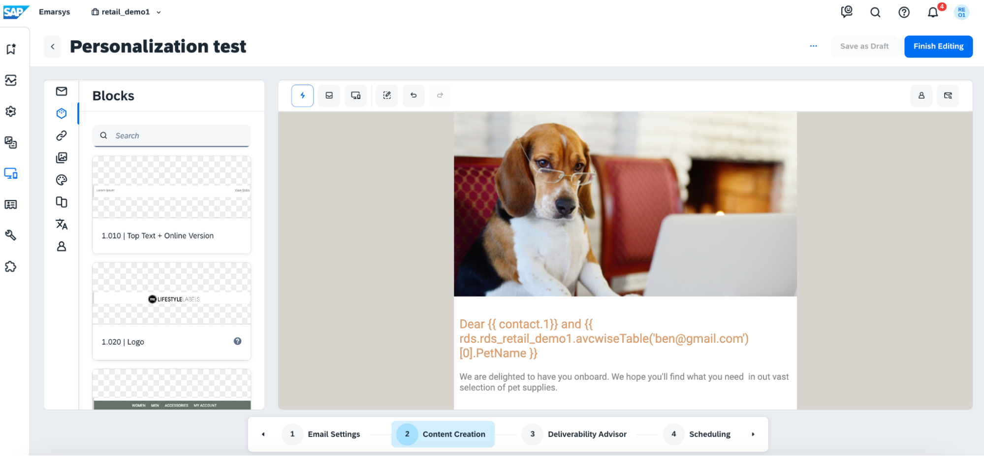 Tokens – Emarsys ESL